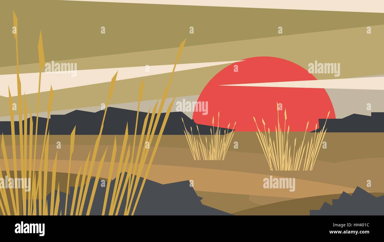 Dry Flat Design Meadow - Vector Illustration Stock Vector Image & Art ...