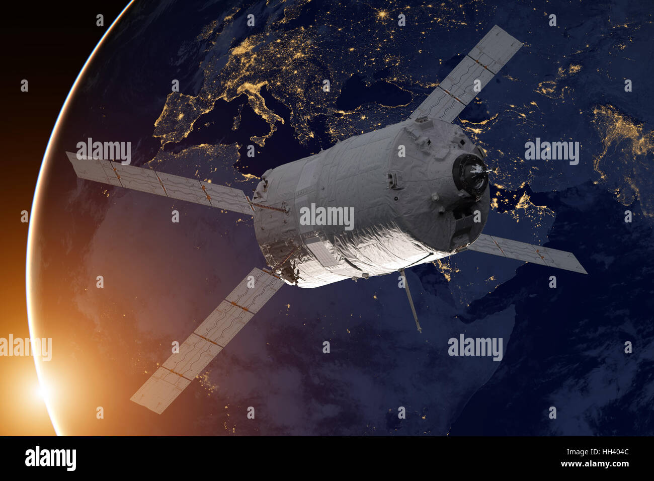 Cargo spacecraft - The Automated Transfer Vehicle over the planet Earth ...