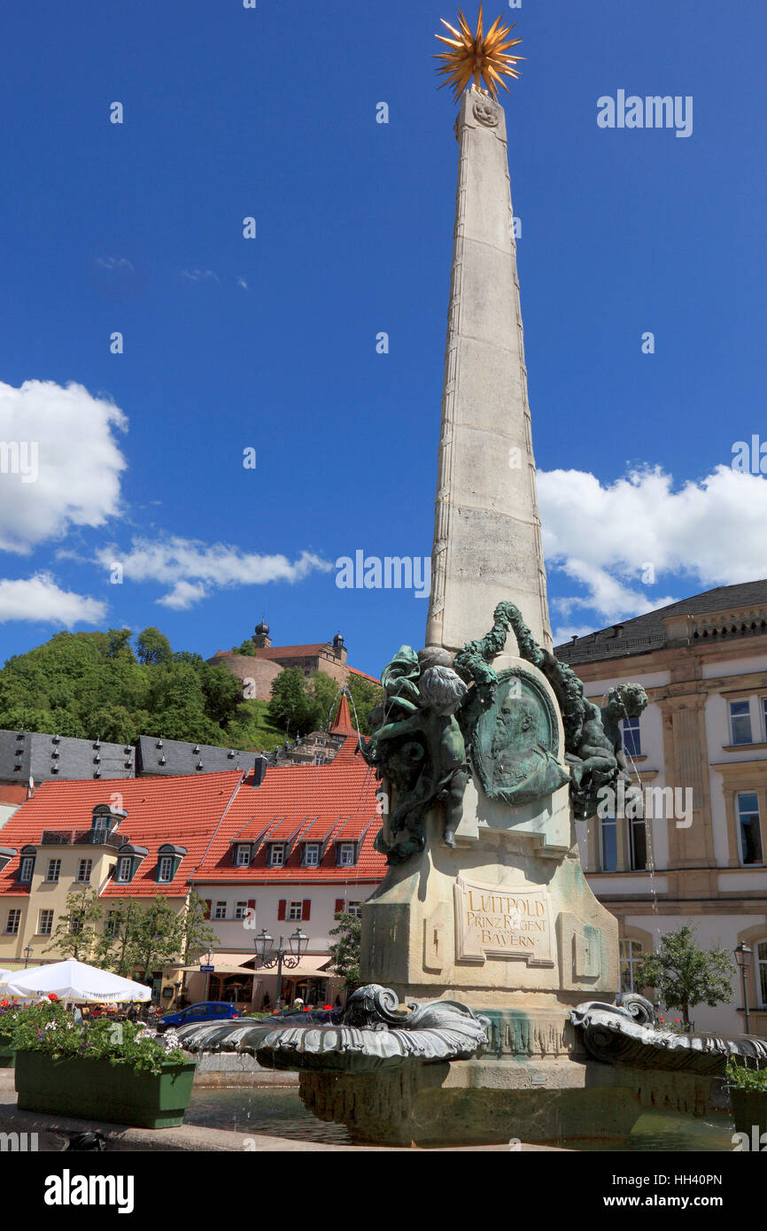 fountain Luitpoldbrunnen on the market square of Kulmbach, Upper ...
