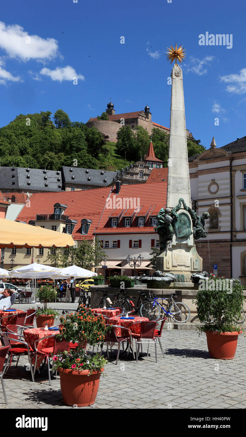 fountain Luitpoldbrunnen on the market square of Kulmbach, Upper ...