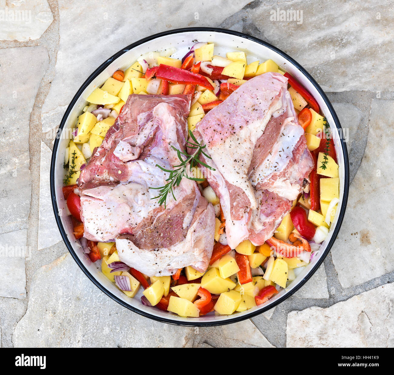 Cooking of traditional balkan turkish bosnian dalmatian meal Peka in ...