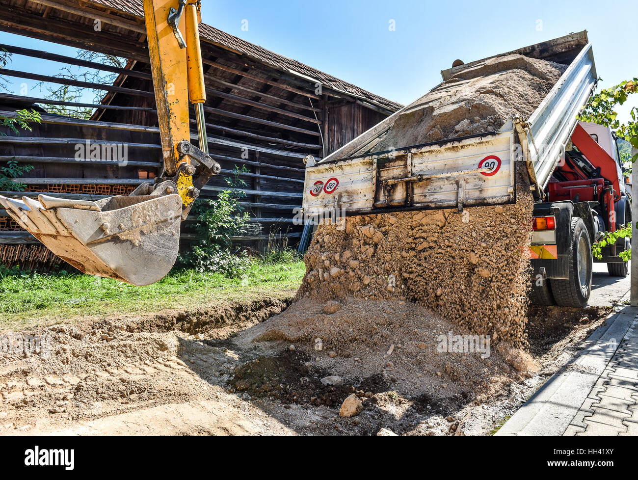Buldozer with truck hi-res stock photography and images - Alamy