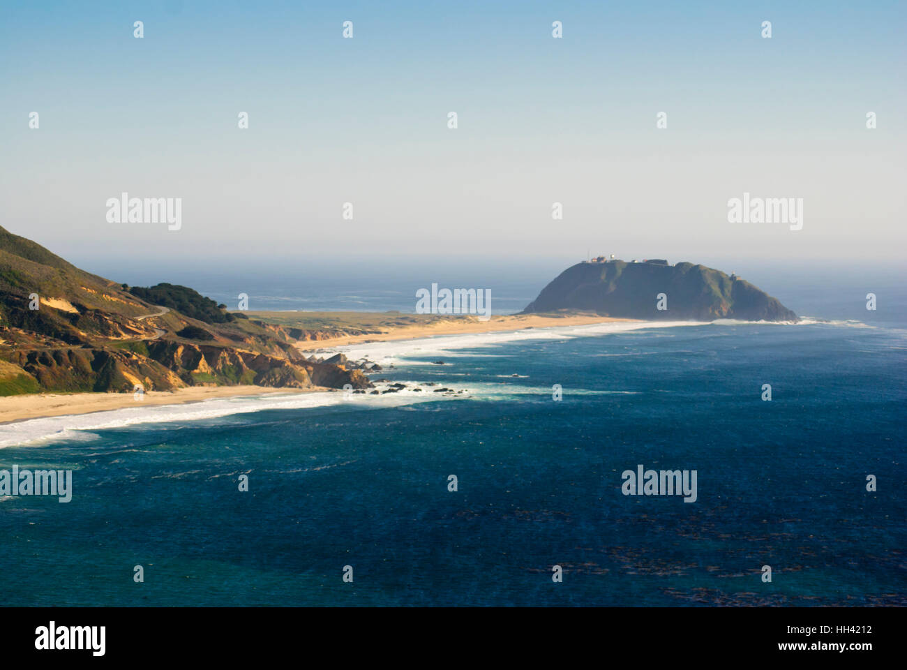 The historic Point Sur Lightstation, atop a volcanic rock just off ...