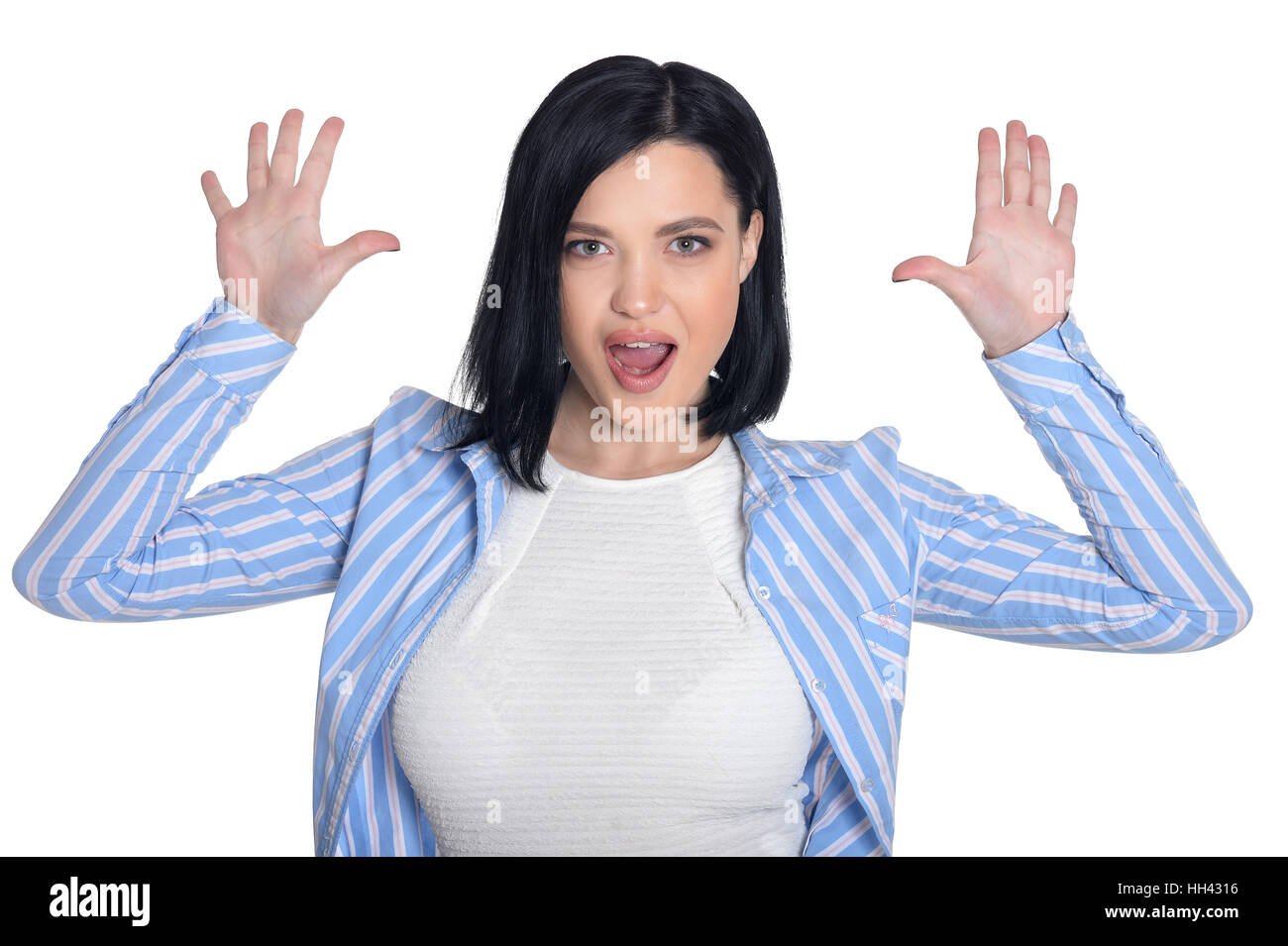 beautiful young woman making facial expression Stock Photo - Alamy