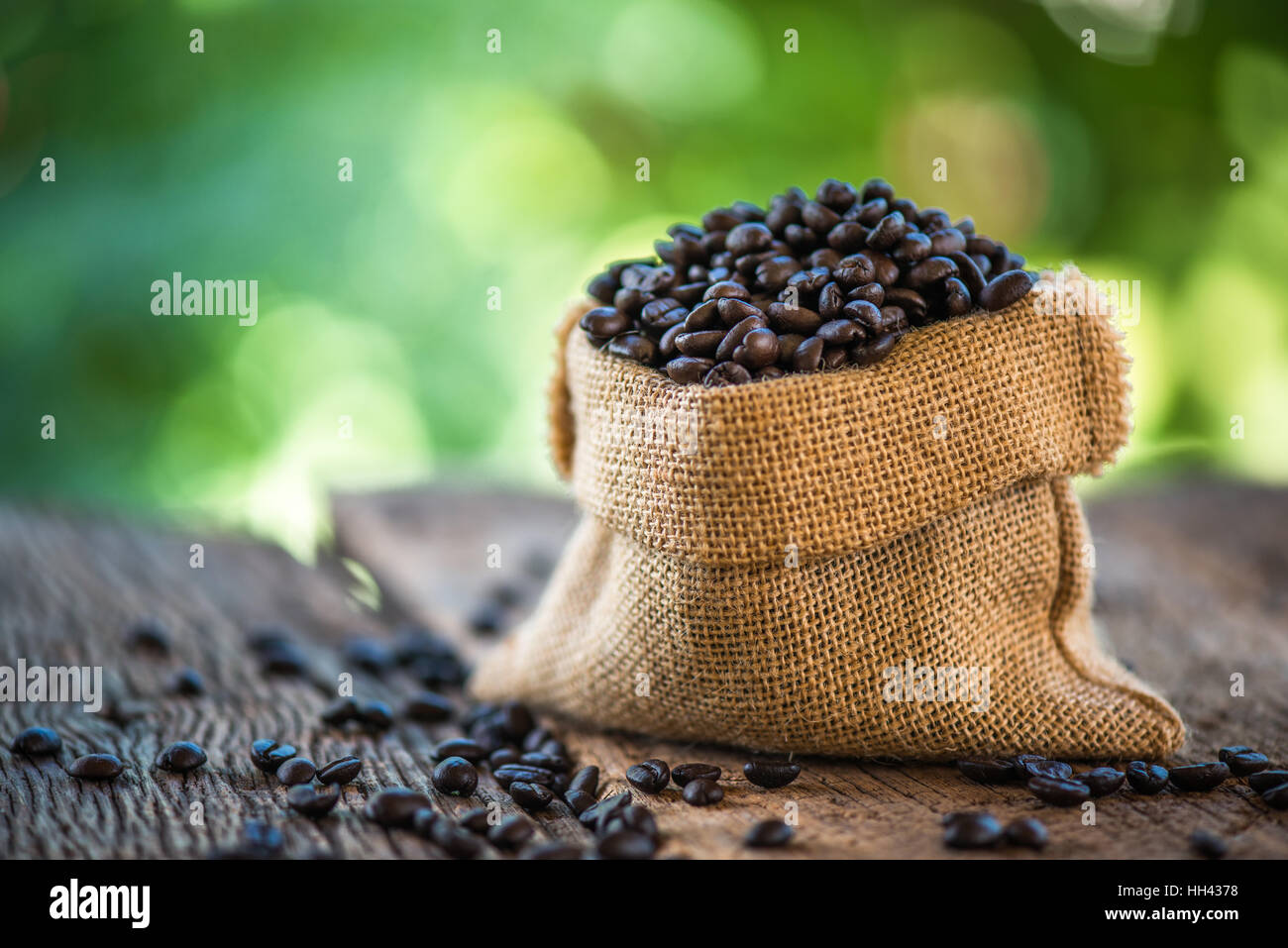 coffee beans in a sack bag Stock Photo - Alamy