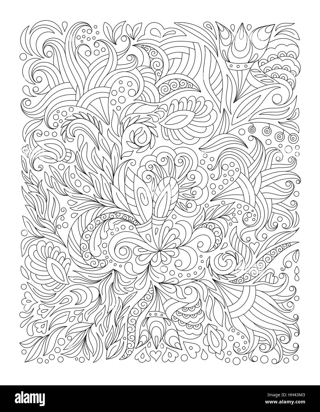 hand drawn flower coloring page Stock Vector Image & Art - Alamy