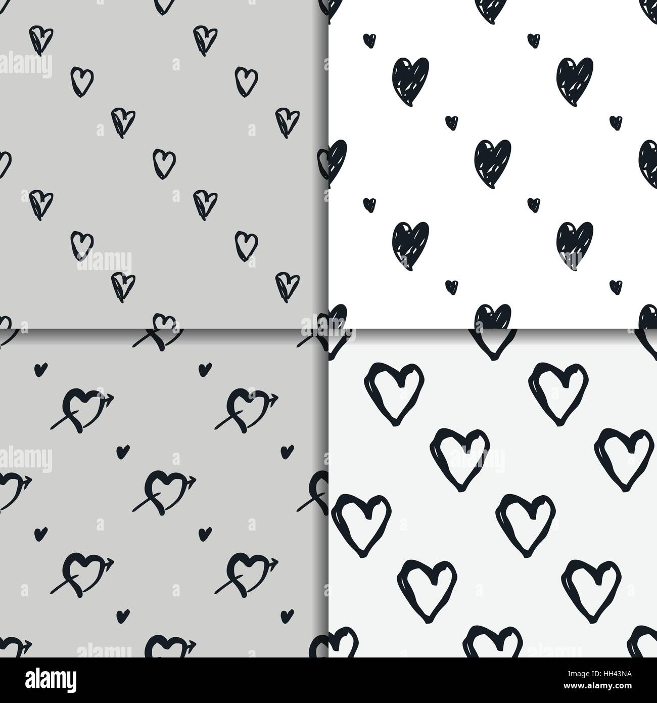 Doodle seamless pattern set with hearts Stock Vector Image & Art - Alamy
