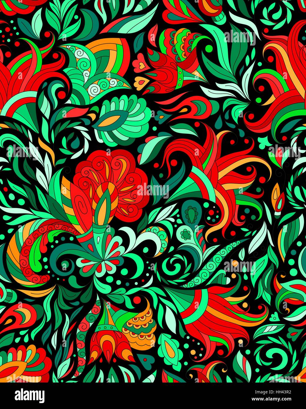 Abstract seamless ornamental pattern. Indian hand drawing background ...