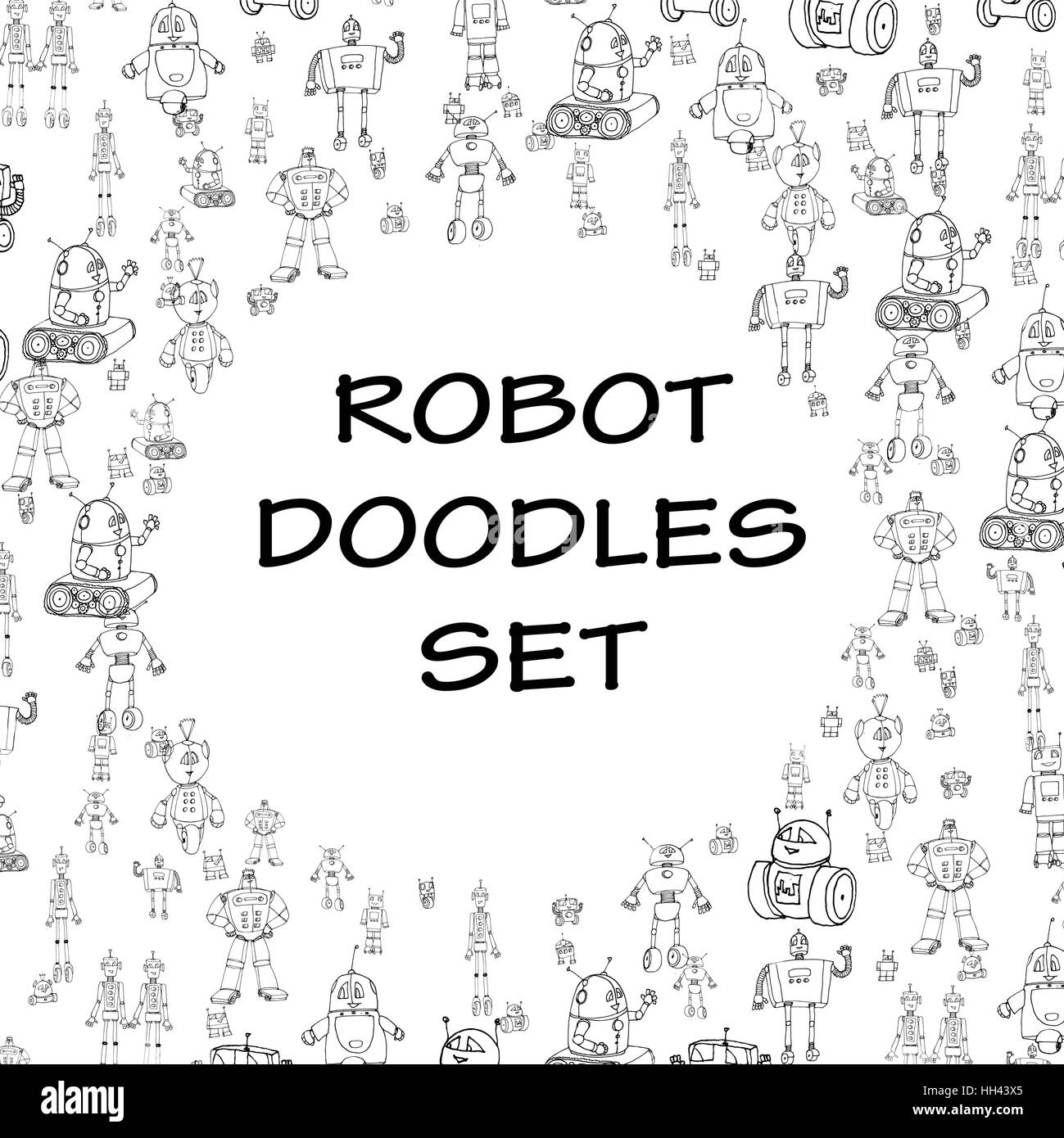 Robot doodle frame Stock Vector Image & Art - Alamy