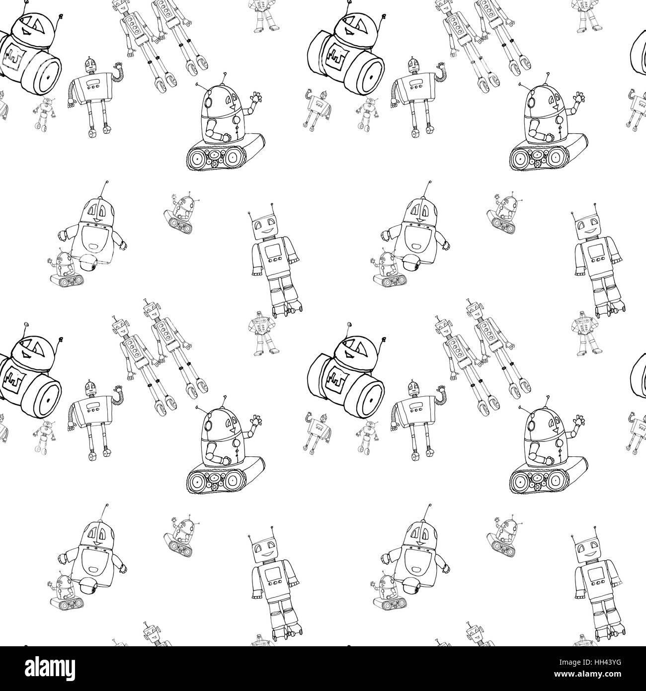 Machine robot pattern seamless Cut Out Stock Images & Pictures - Alamy