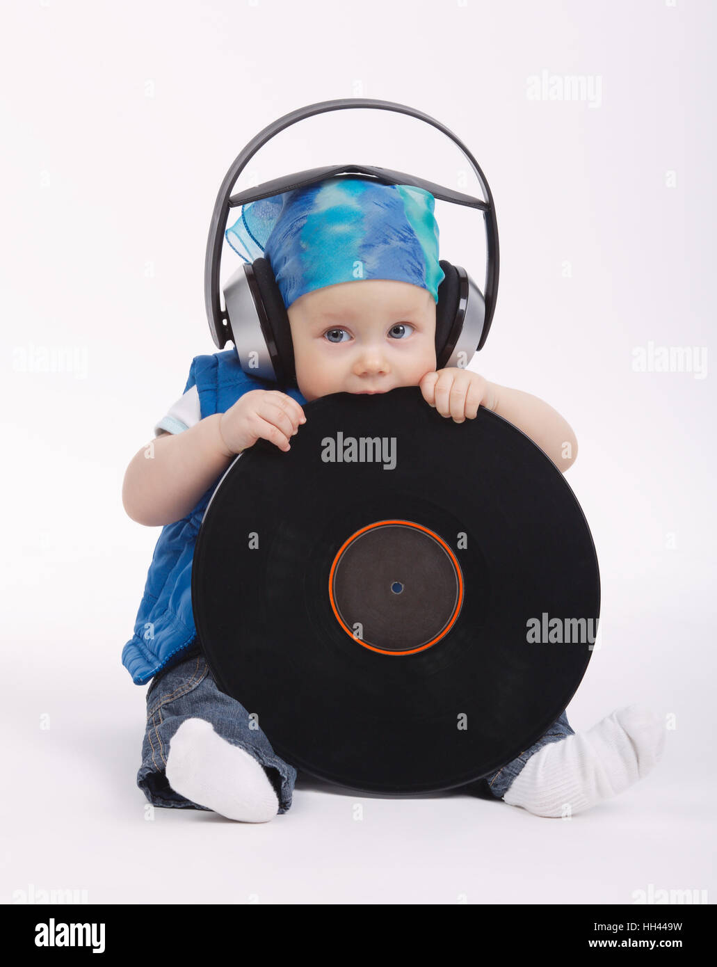 little funny dj on white background Stock Photo - Alamy