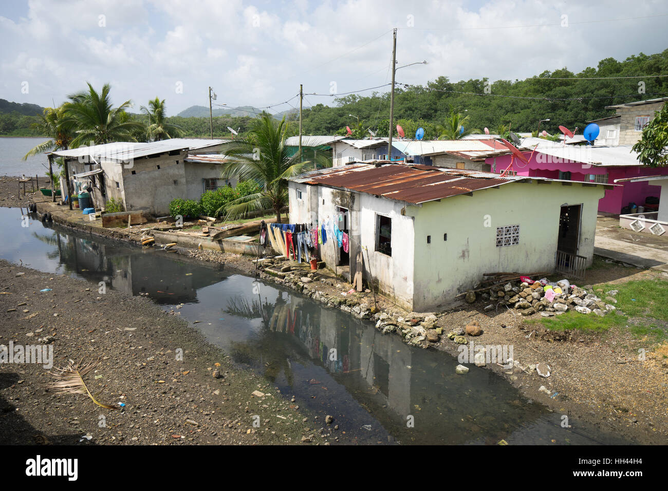 June 12, 2016 Portobelo, Panama: slums next to the tourist attraction ...