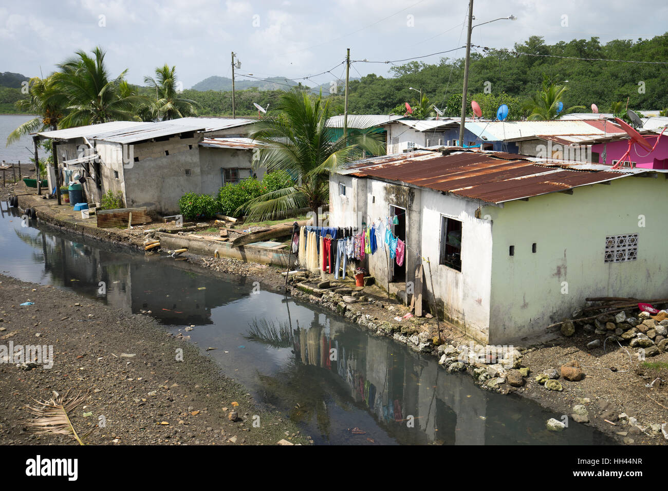 June 12, 2016 Portobelo, Panama: slums next to the tourist attraction ...