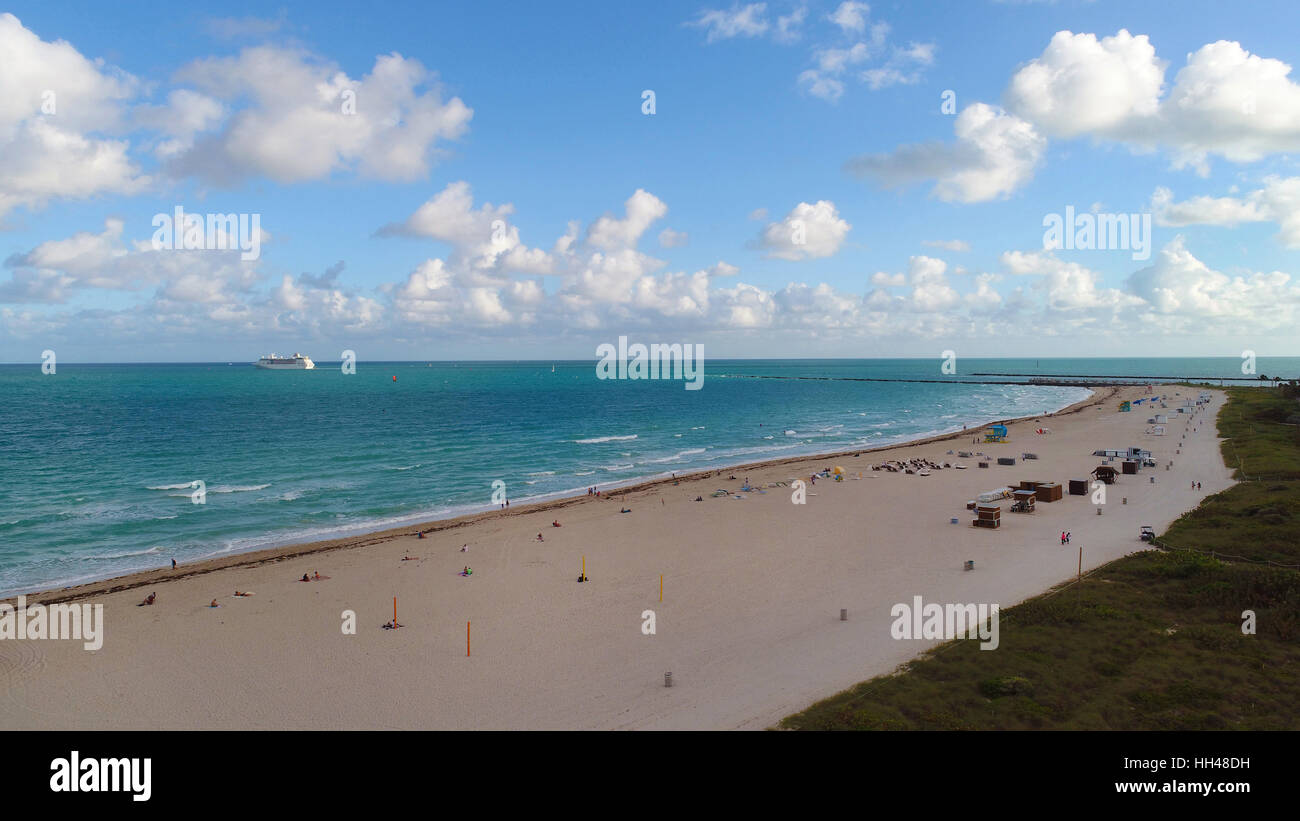 Miami Beach Florida,Atlantic Ocean,shore,shoreline,aerial overhead from ...