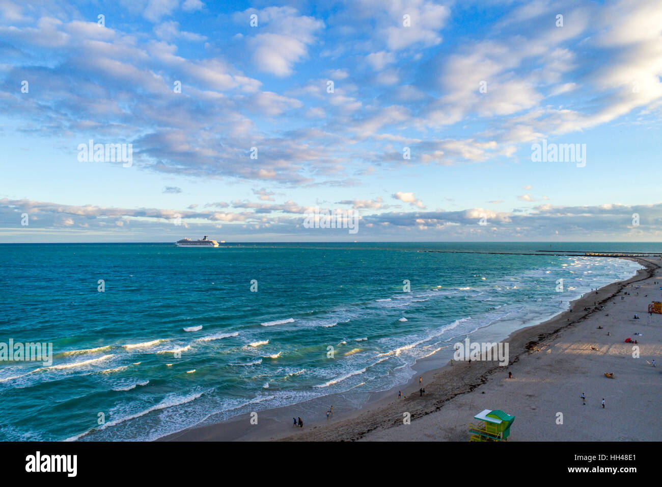 Miami Beach Florida,Atlantic Ocean,shore,shoreline,aerial overhead from ...
