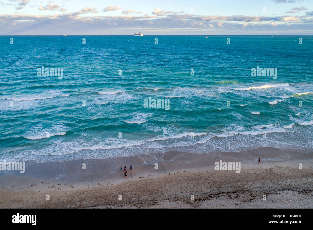 Miami Beach Florida,Atlantic Ocean,shore,shoreline,aerial overhead from ...