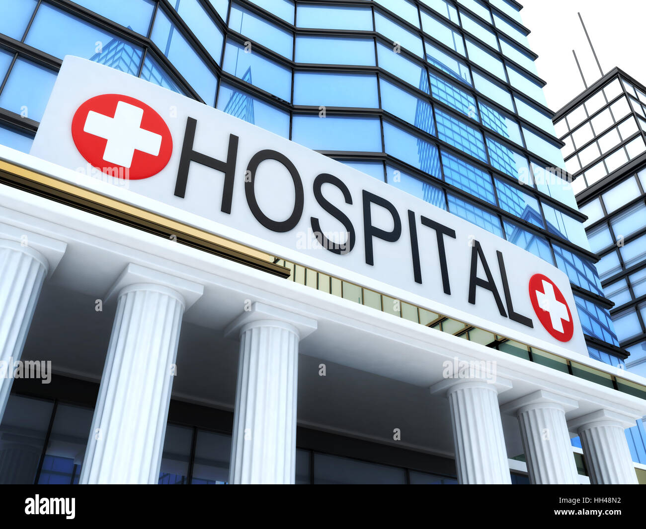 Big build hospital. 3d illustration Stock Photo - Alamy