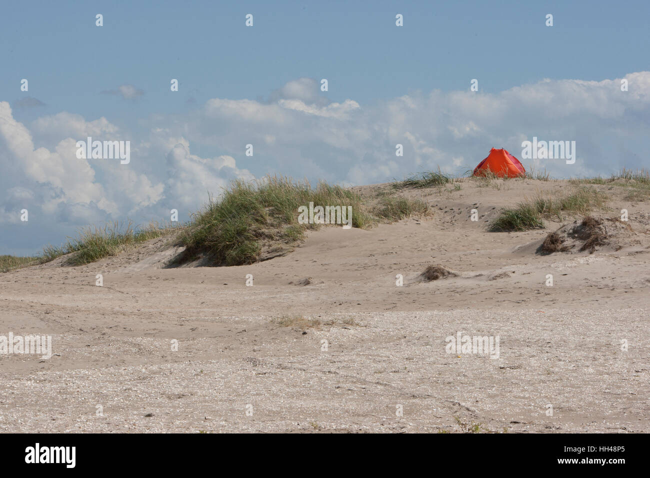 Red tent in the dunes on the beach Römö, Denmark Stock Photo - Alamy