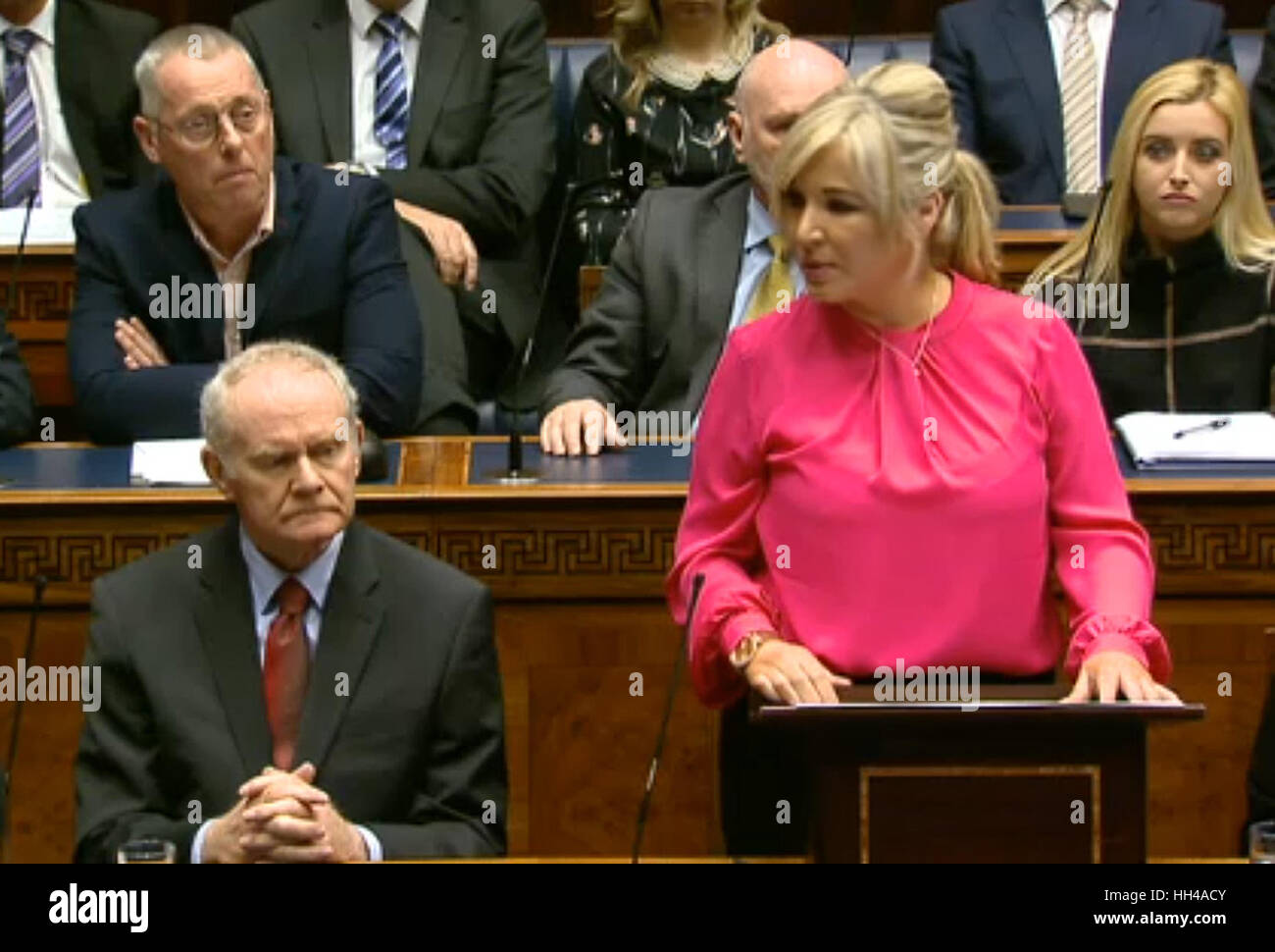Video grab taken from the Northern Ireland Assembly of Michelle O'Neill ...