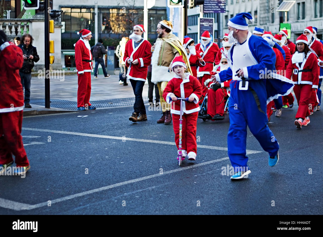 Runners taking part in the Santa Dash in Liverpool, an annual 5k fun ...