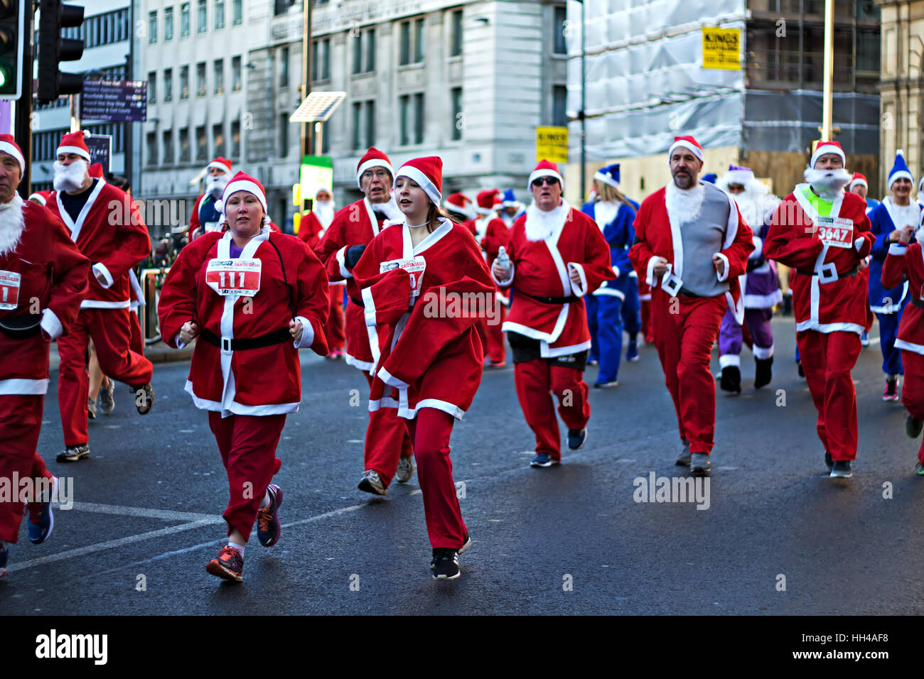 Runners taking part in the Santa Dash in Liverpool, an annual 5k fun ...