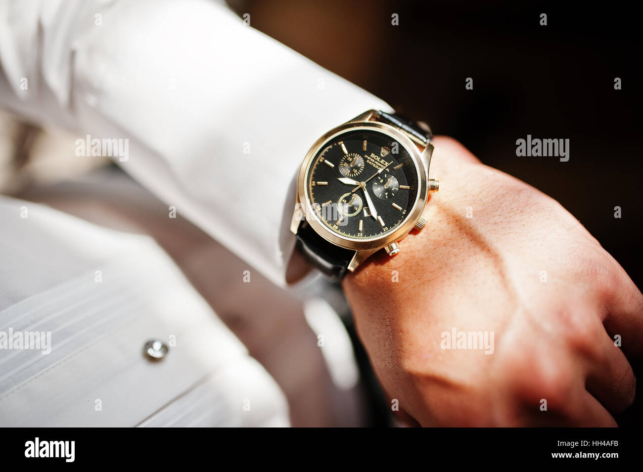 Hai, Ukraine - January 5, 2017: Man looking on luxury watches Rolex on ...