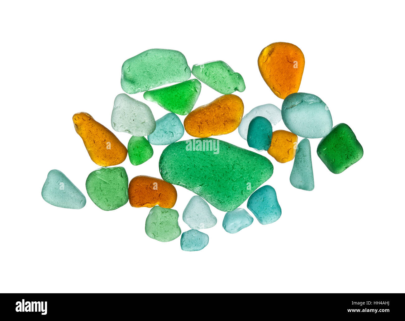 backlit sea glass peices isolated on white background Stock Photo - Alamy