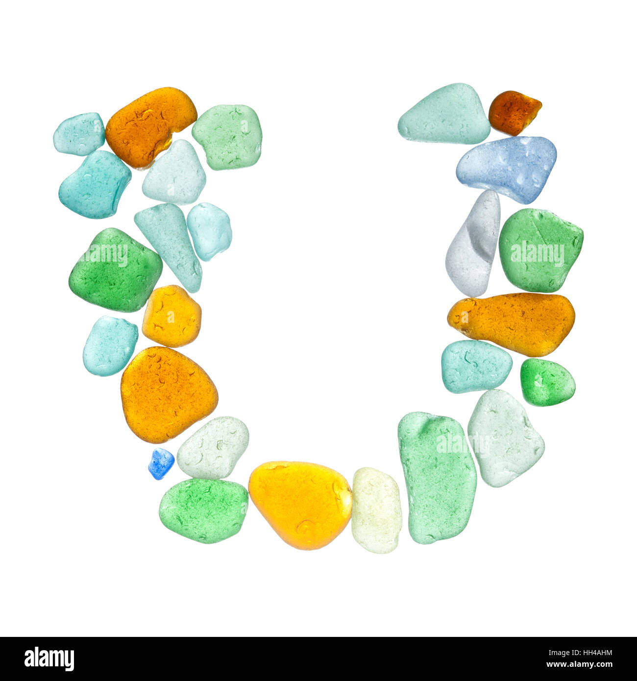 backlit sea glass peices isolated on white background Stock Photo - Alamy