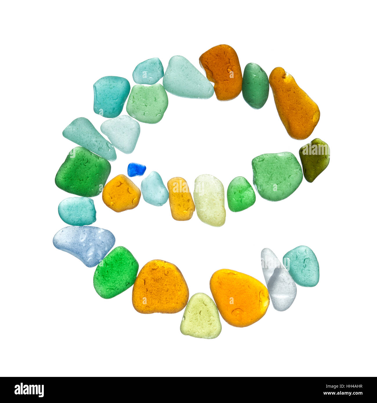 backlit sea glass peices isolated on white background Stock Photo - Alamy
