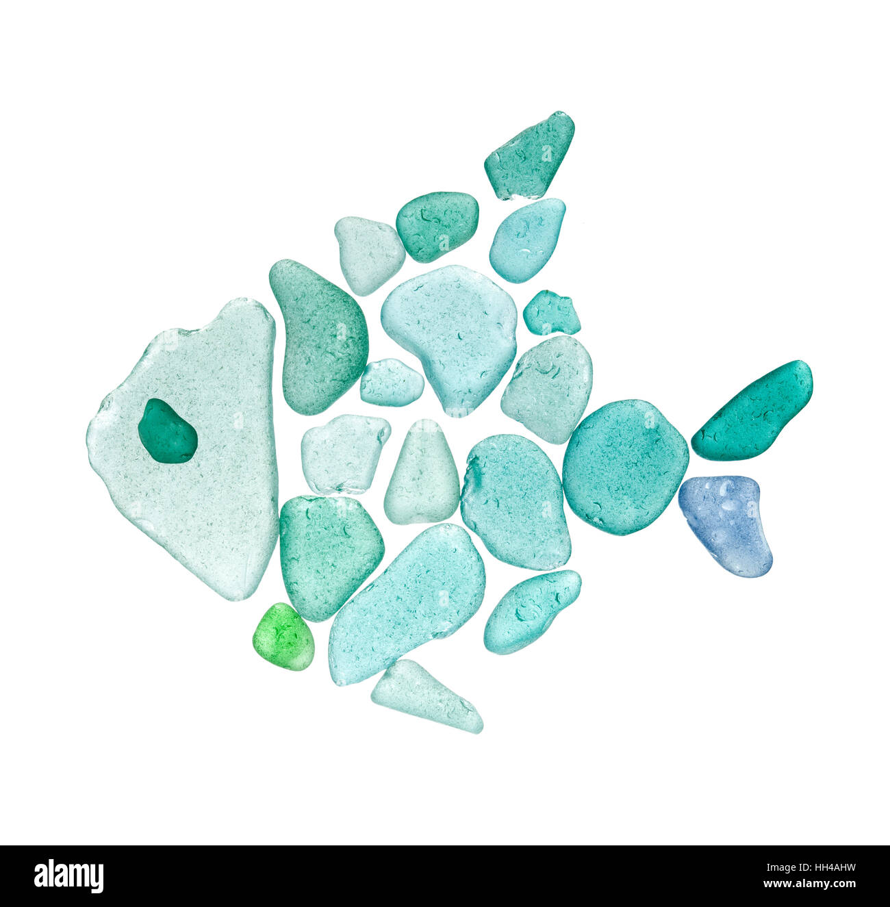 backlit sea glass peices isolated on white background Stock Photo - Alamy