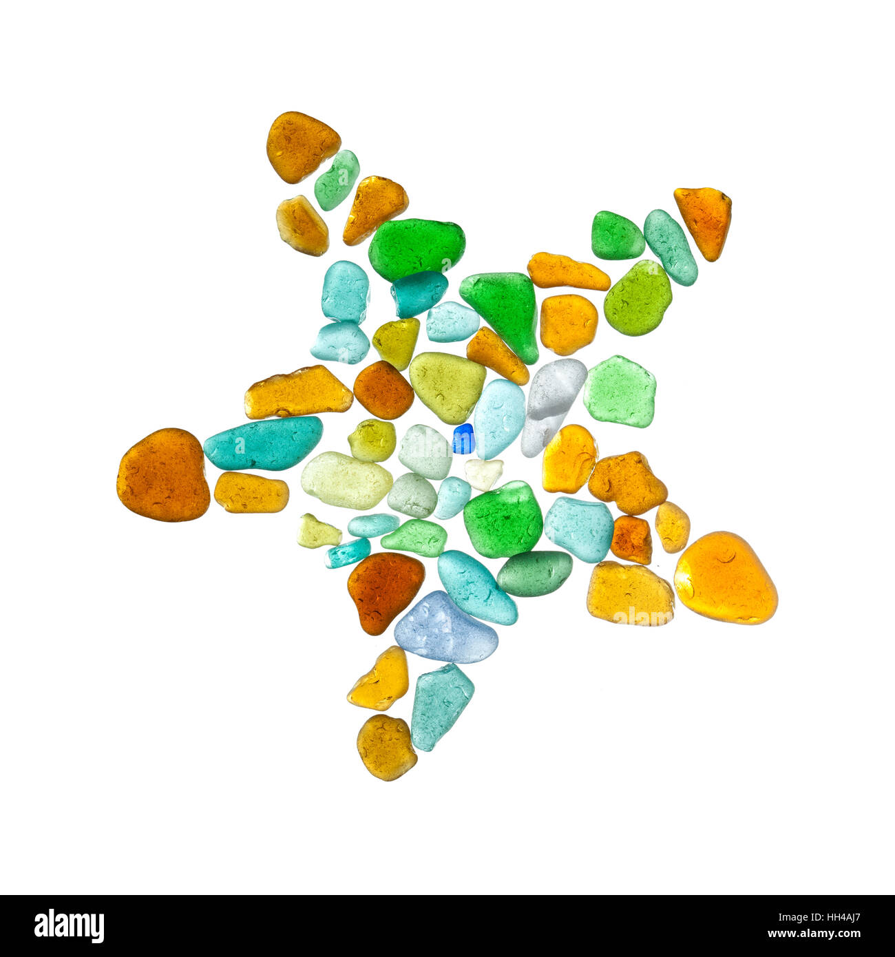 backlit sea glass peices isolated on white background Stock Photo - Alamy