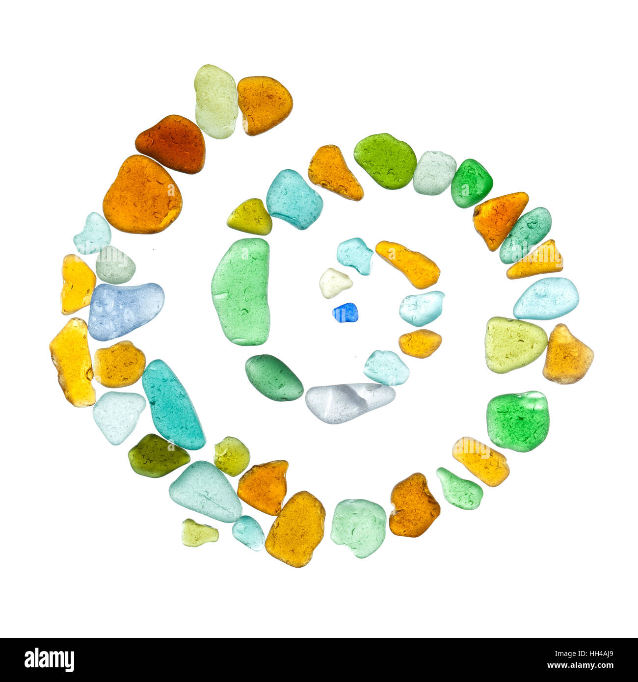 backlit sea glass peices isolated on white background Stock Photo - Alamy