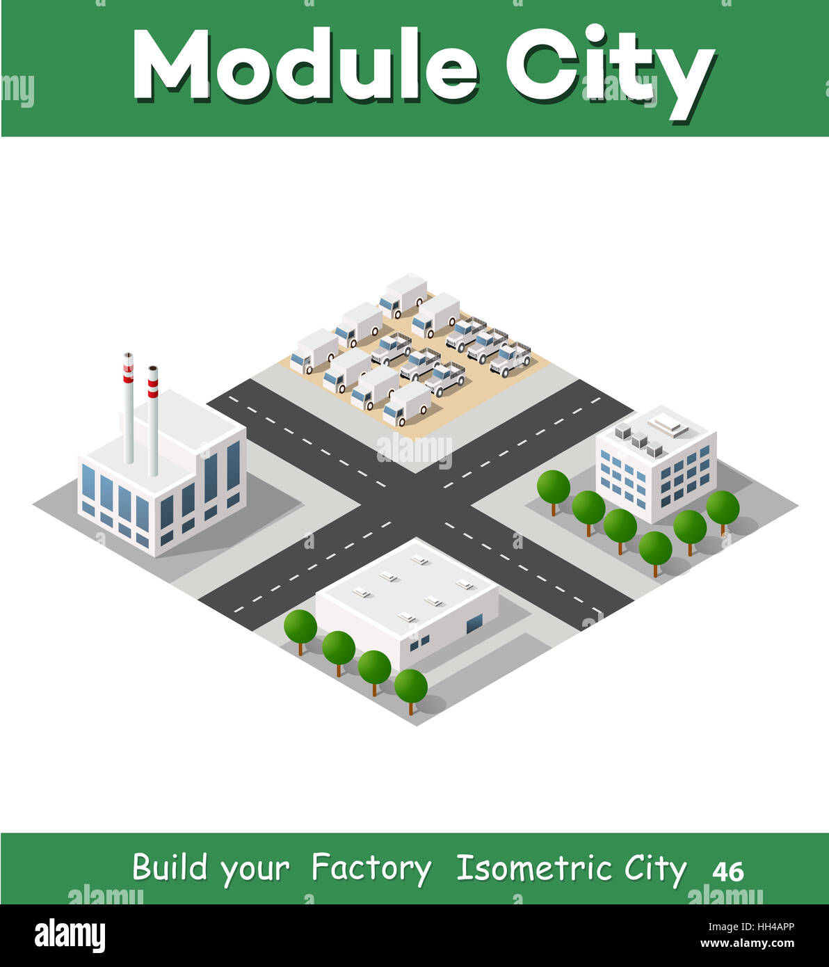 The perspective view of the landscape of industrial objects plants ...
