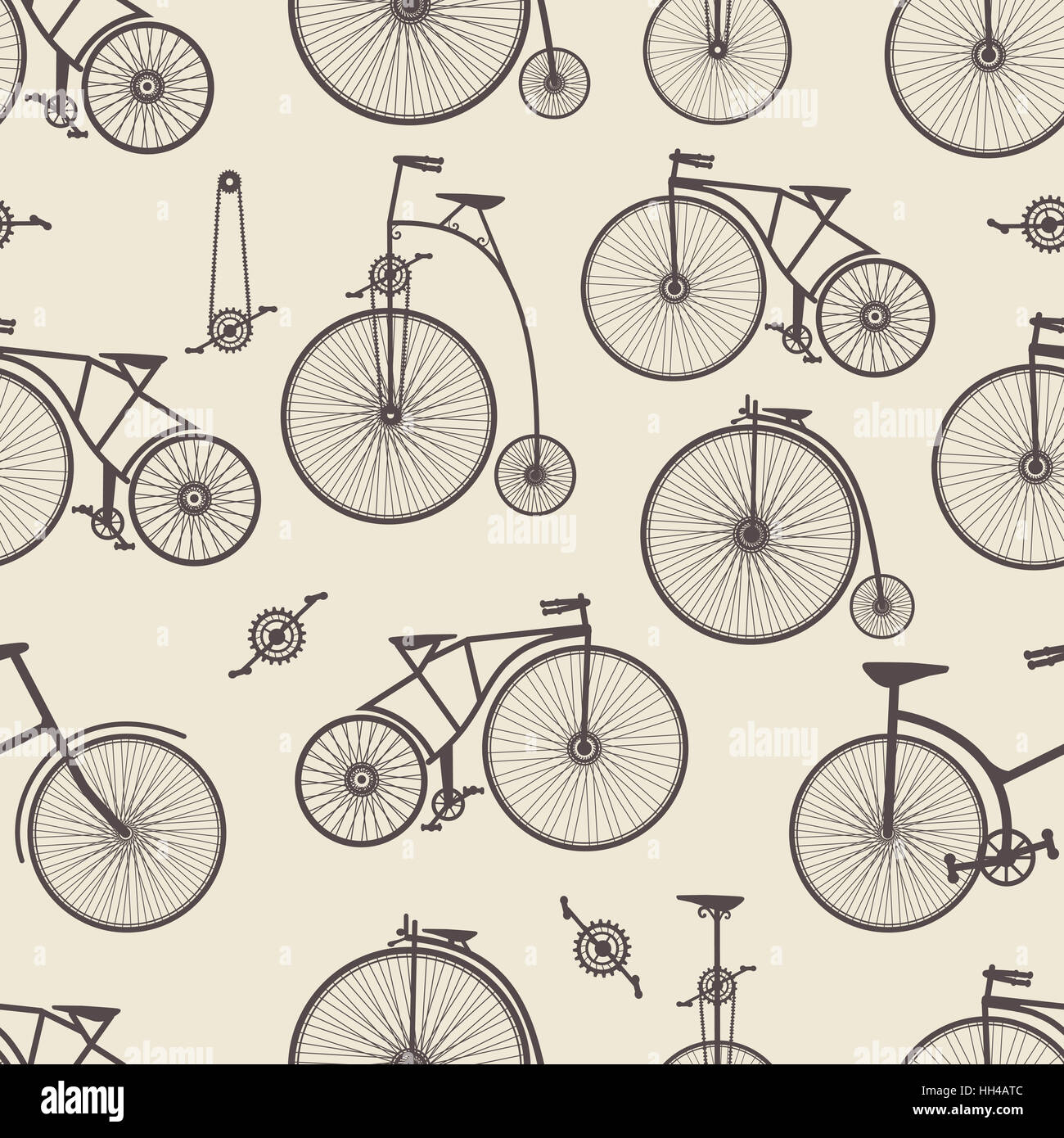 Background bicycle seamless repeating pattern in vintage retro style ...
