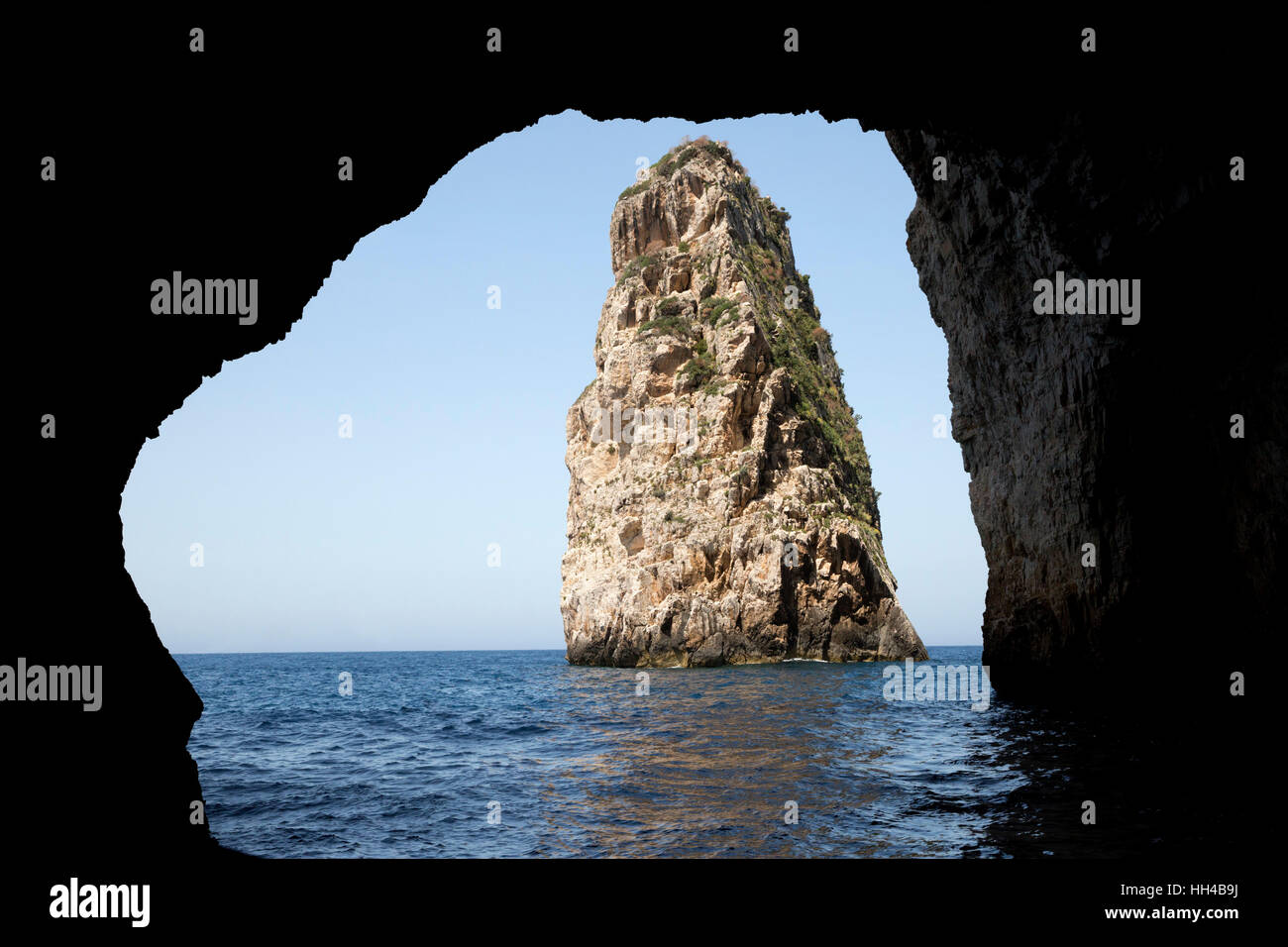Cave and rock outcrop on islands West Coast, Paxos, Ionian Islands ...