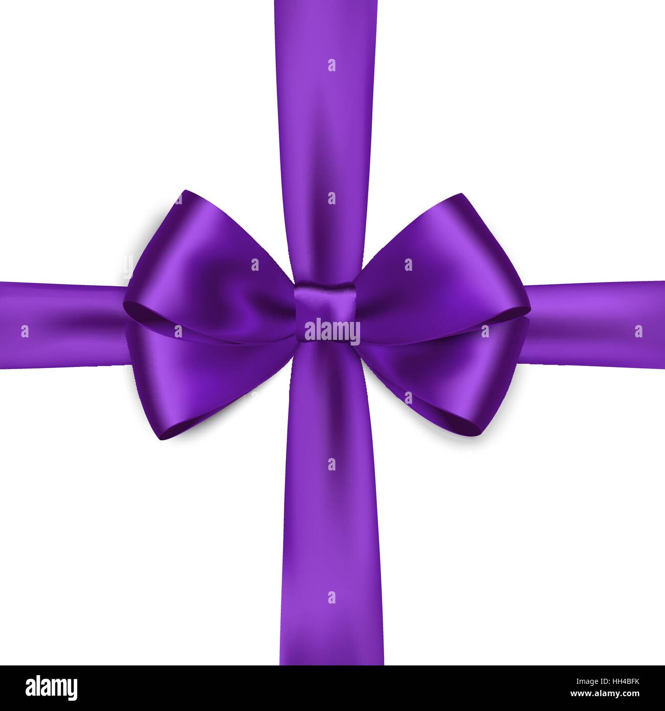Shiny purple satin ribbon on white background. Vector purple bow ...