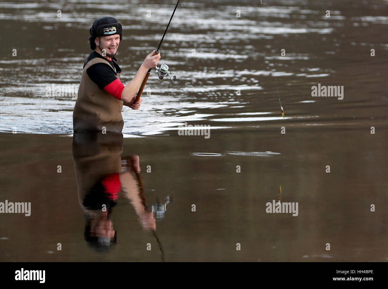 Angler Barry Barclay, from Penicuik, in the River Tay in Kenmore, near ...
