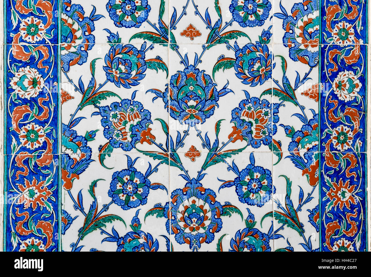 Iznik tile detail of Takkeci Ibrahim Aga mosque,16th century Stock ...