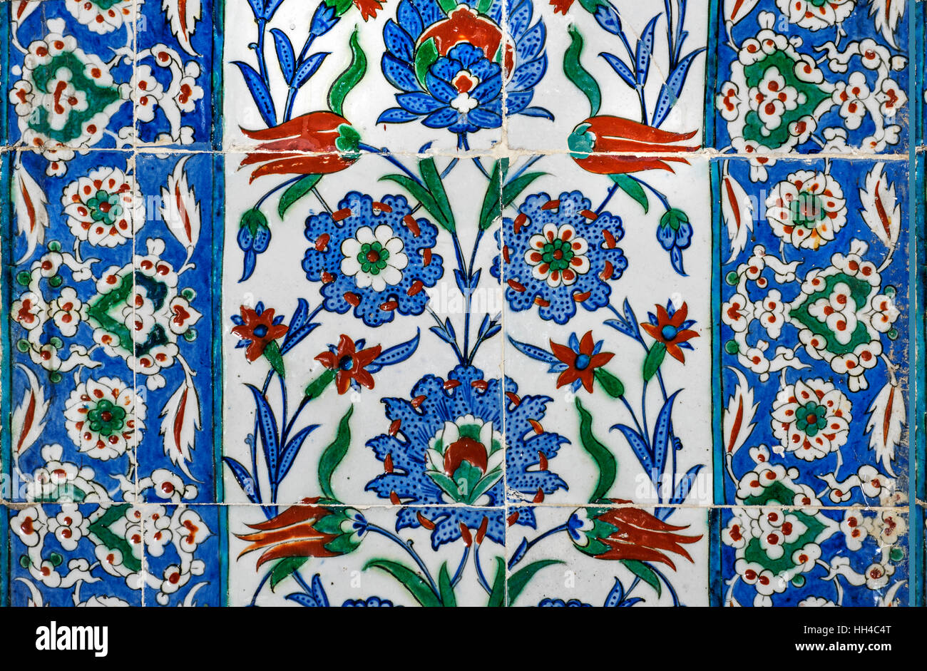 Iznik tile detail of Takkeci Ibrahim Aga mosque,16th century Stock ...