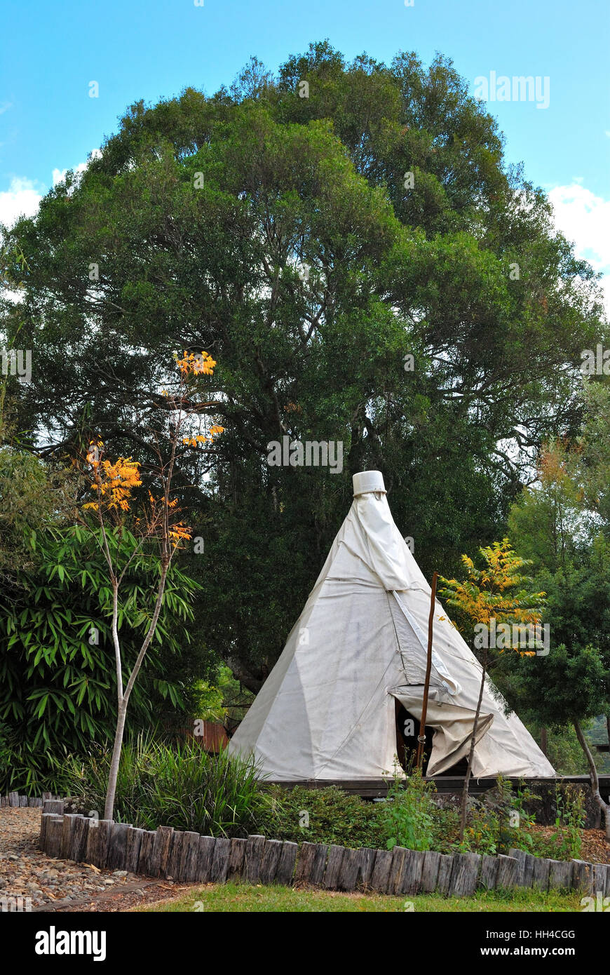 Camping teepee trees sky hi-res stock photography and images - Alamy