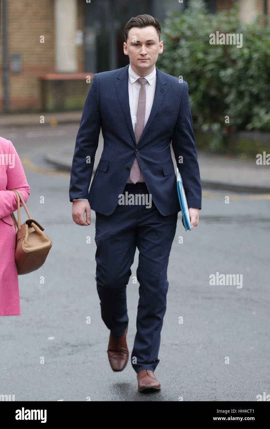 Oliver Stewart , son of Ian Stewart, arriving at St Albans Crown Court ...