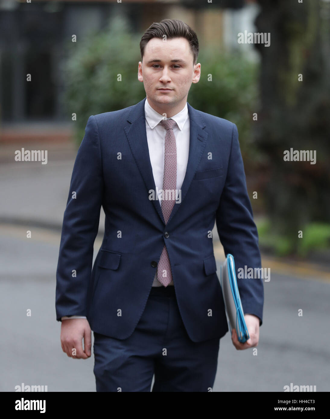 Oliver Stewart , son of Ian Stewart, arriving at St Albans Crown Court ...