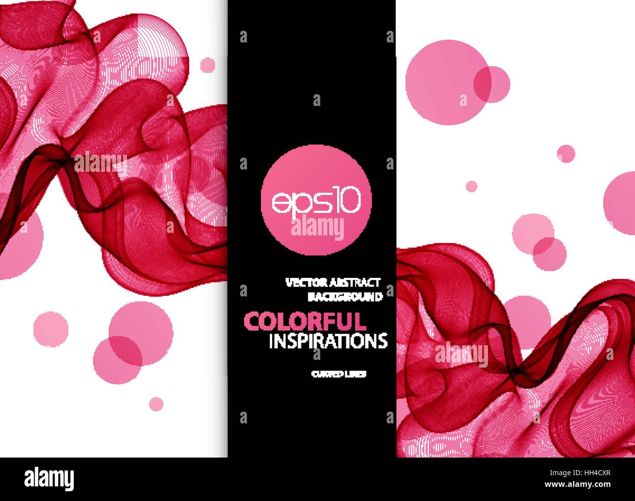 Abstract color wave design element. Pink Curved lines and circle Stock ...