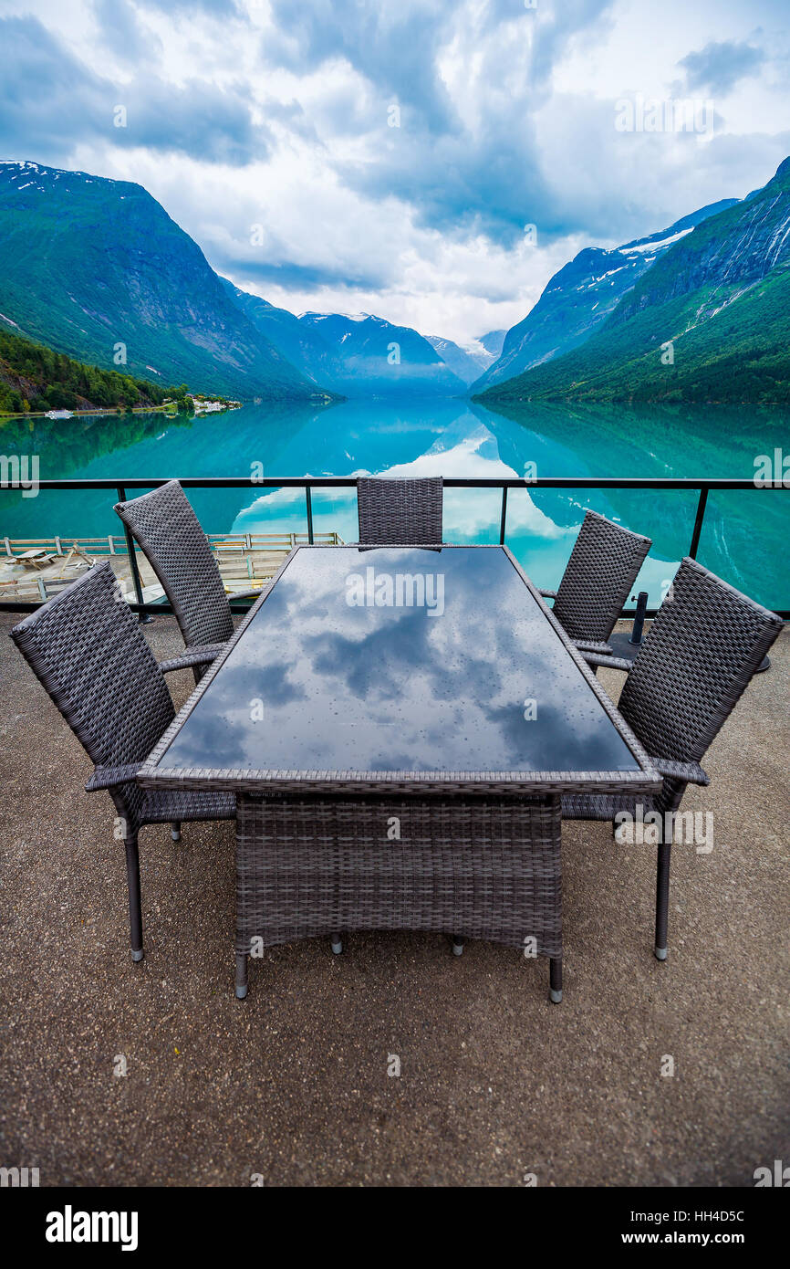 Beautiful Nature Norway natural landscape. Cafe on the nature ...