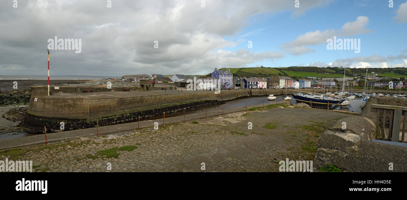 Aberaeron Harbour and Town Panorama Stock Photo - Alamy