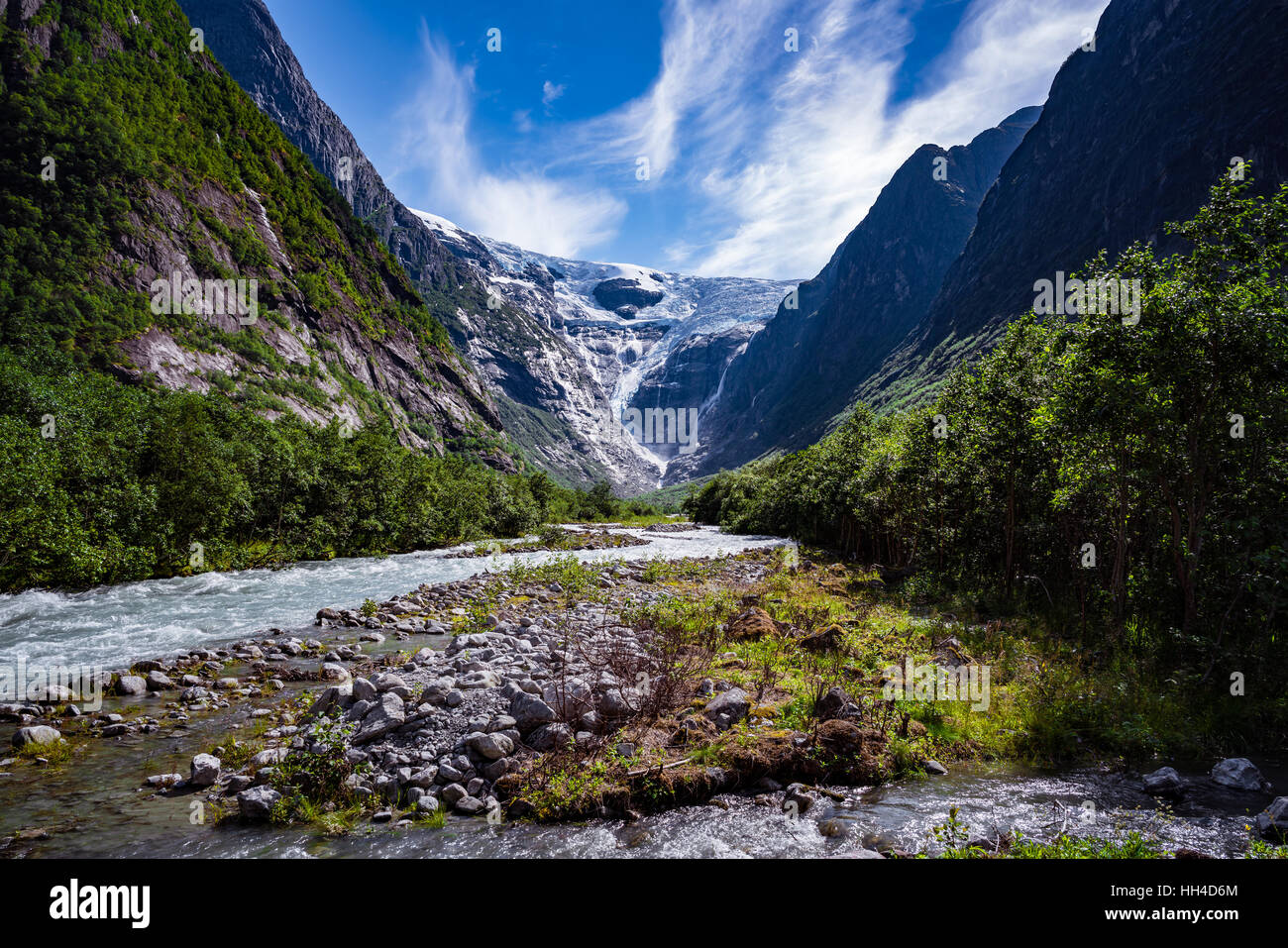 Beautiful Nature Norway natural landscape. Glacier Kjenndalsbreen Stock ...
