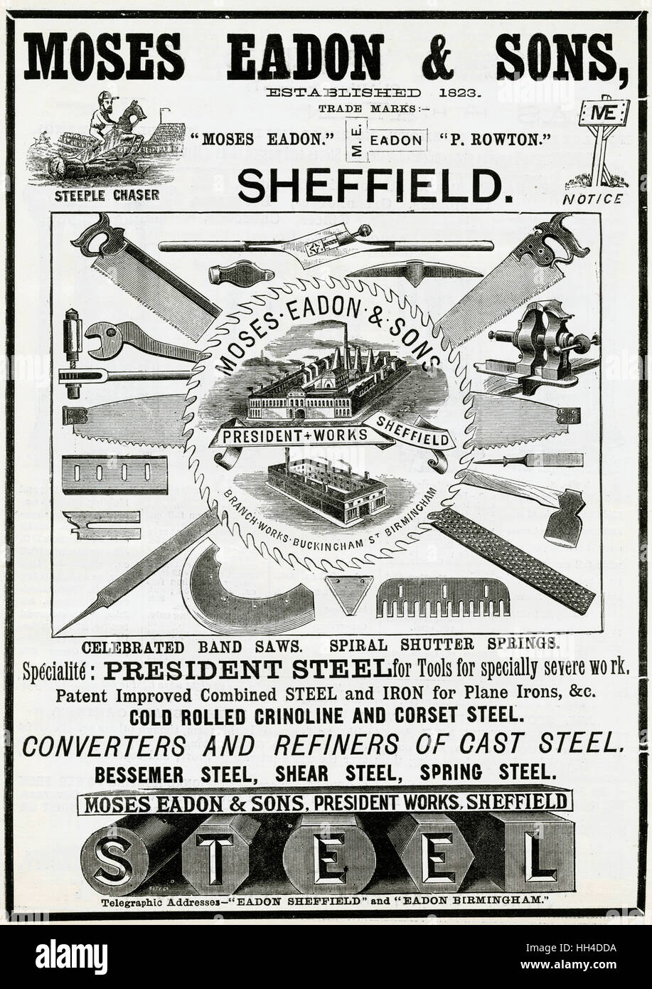 Advert for Moses Eadon - Sons tools makers 1888 Stock Photo - Alamy