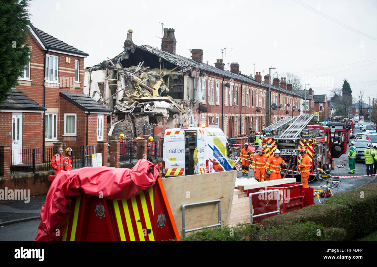 Emergency services at the scene of a house explosion on Cecil Road in ...