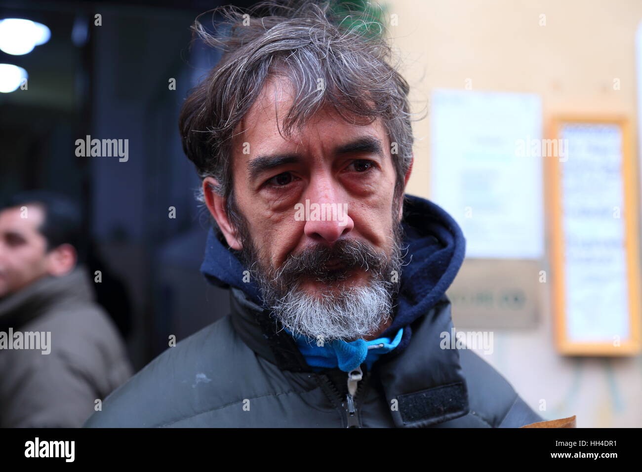 Rome, Italy. 16th Jan, 2017. An homeless person at the historic venue ...