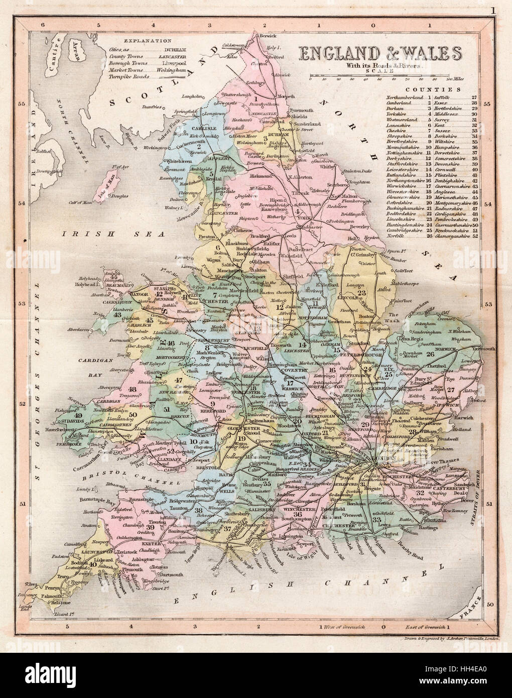Map of england and wales hi-res stock photography and images - Alamy